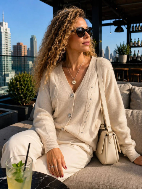 Cardigan Premium "Montreal" - Bremer Trenzas con Piedras